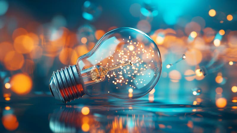 Illuminated Light Bulb with Bokeh Effect Stock Image - Image of ...