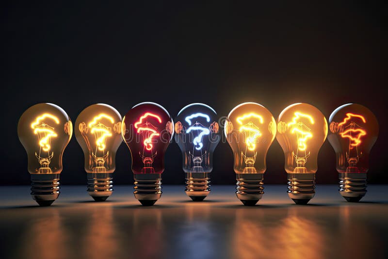 Illuminated Light Bulb with Brain Inside in a Row. One Different ...