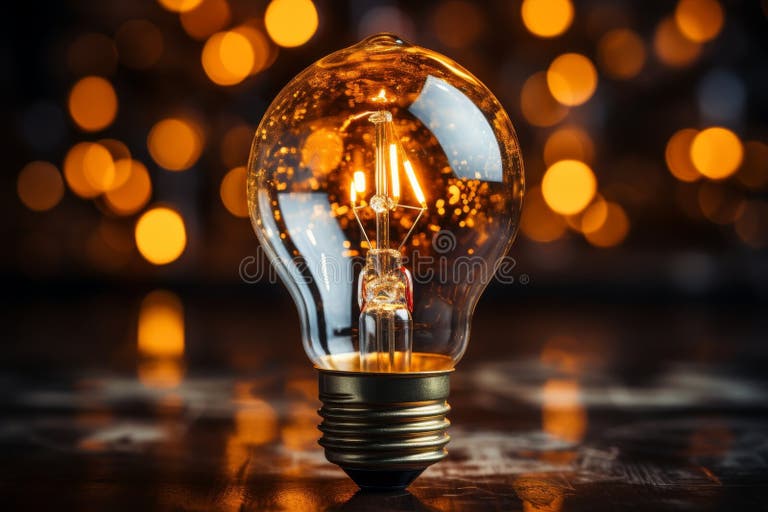 Illuminated Light Bulb on Dark Abstract Backdrop with Low Key Lighting ...