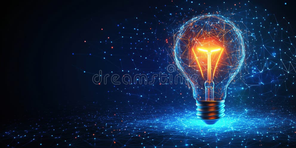 Illuminated Light Bulb with Digital Connections Representing Innovation ...