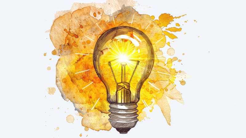 Illuminated Light Bulb with Dynamic Yellow Rays Stock Image - Image of ...