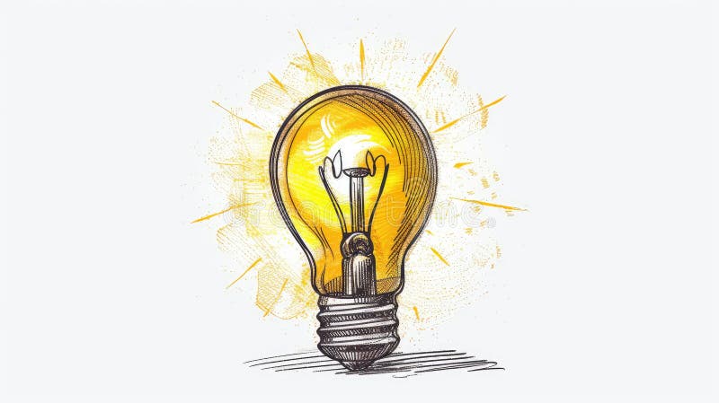 Illuminated Light Bulb with Dynamic Yellow Rays Stock Image - Image of ...