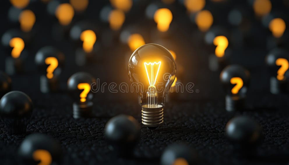 Illuminated Light Bulb Push Button and Off Question Mark Buttons for Problem-Solving and Faq ...