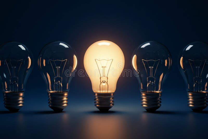 A Light Bulb Lit in a Row of Dim Lights Represents the Concept of ...