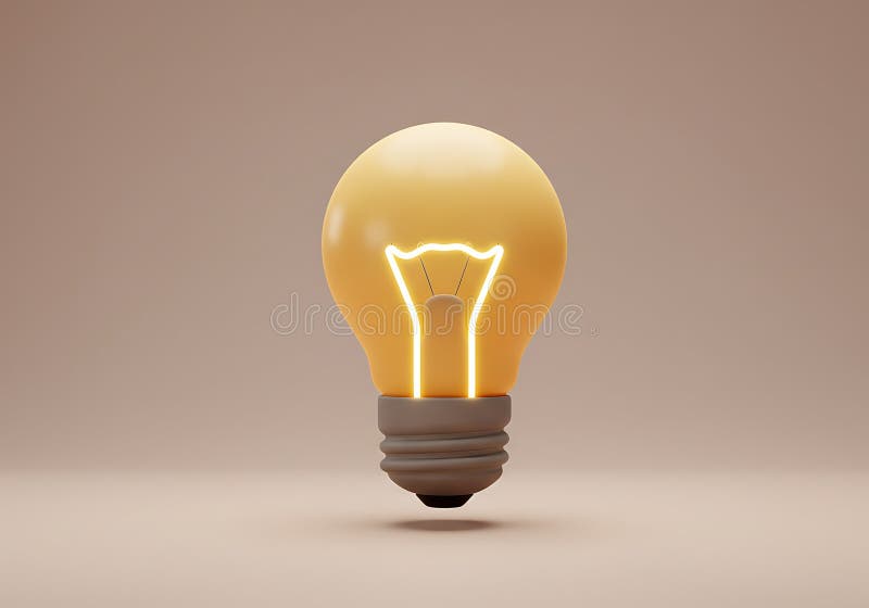 Illuminated Light Bulb Shining Brightly Against a Soft Beige Background ...