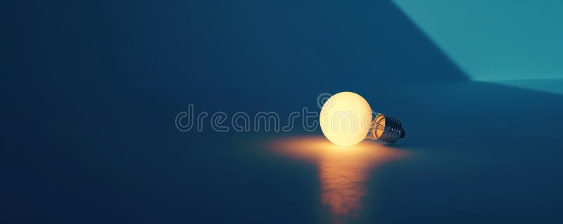 Illuminated Light Bulb on a Smooth Surface with Shadows Stock Image ...
