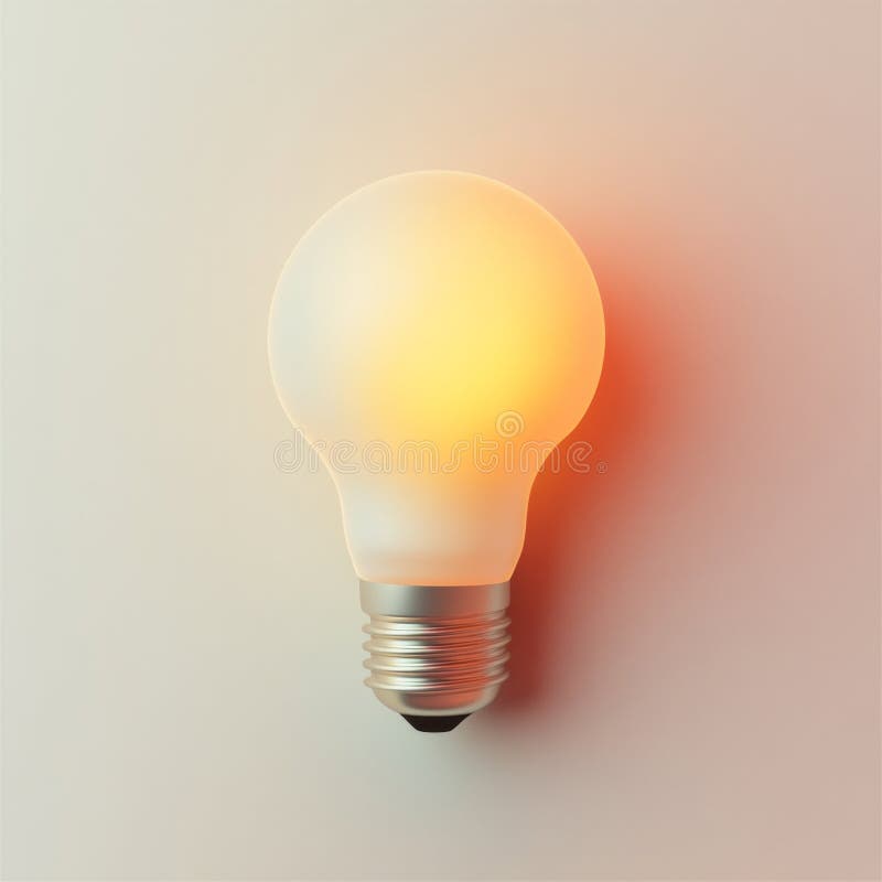 Illuminated Light Bulb Warm Glow Against Neutral Background Stock ...