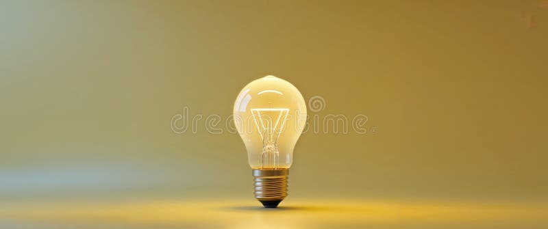 Illuminated Light Bulb on Yellow Studio Backdrop Stock Image - Image of ...