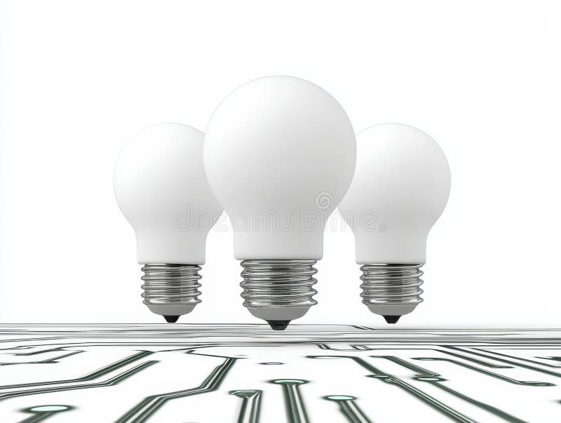 Illuminated Light Bulbs in a Circuit, Visual Representation of ...