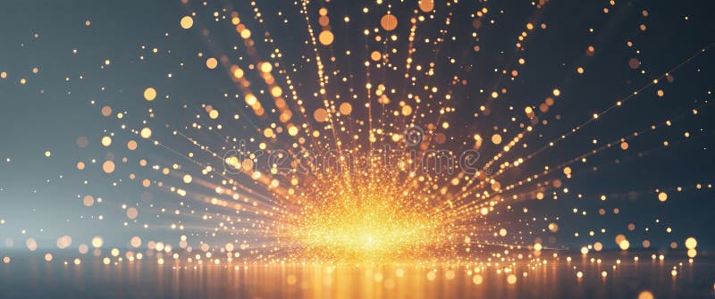 Illuminated Light Particles Display a Gradient of Bright Golden Energy ...