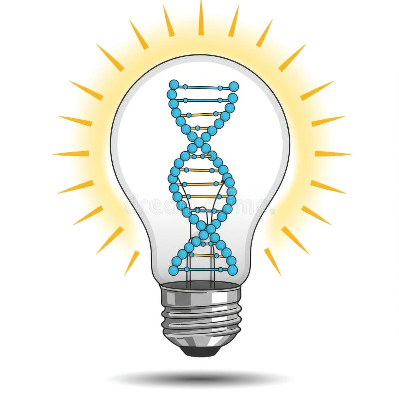 Illuminated Lightbulb with DNA Helix Inside Stock Illustration ...