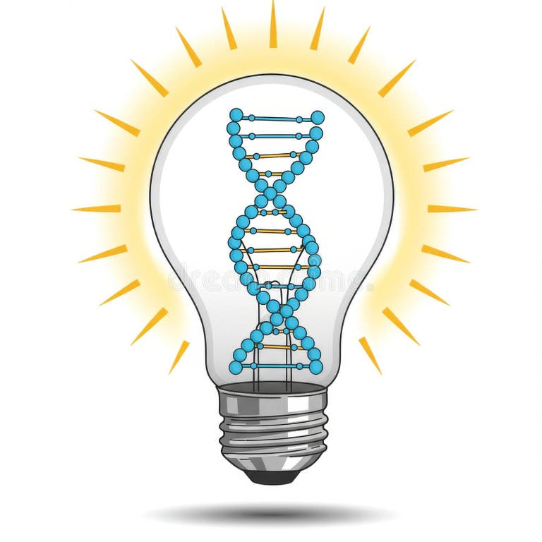 Illuminated Lightbulb with DNA Helix Inside Stock Illustration ...