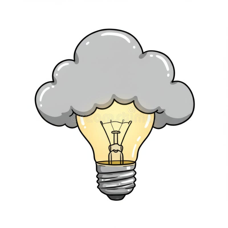 Illuminated Lightbulb with Gray Cloud Pixel Art Stock Illustration - Illustration of cute, pixel ...