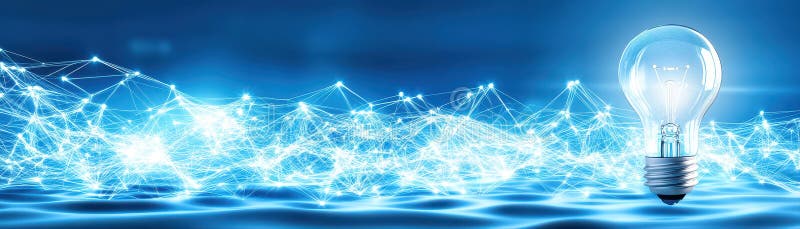 An Illuminated Lightbulb Shines Brightly Against a Network of ...