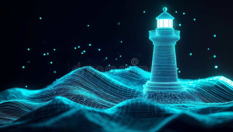 An Illuminated Lighthouse Symbolizing Guidance and Technology ...