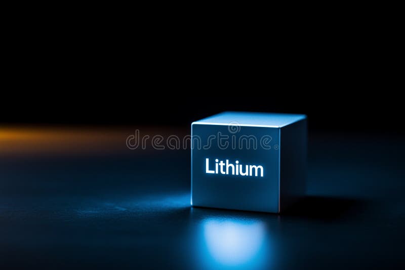 Illuminated Lithium Element Cube Stock Illustration - Illustration of ...