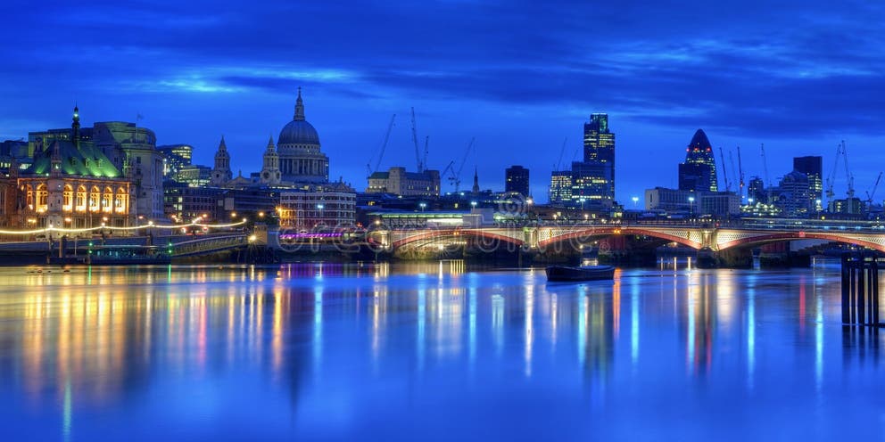 Illuminated London skyline stock image. Image of outdoor - 10606605