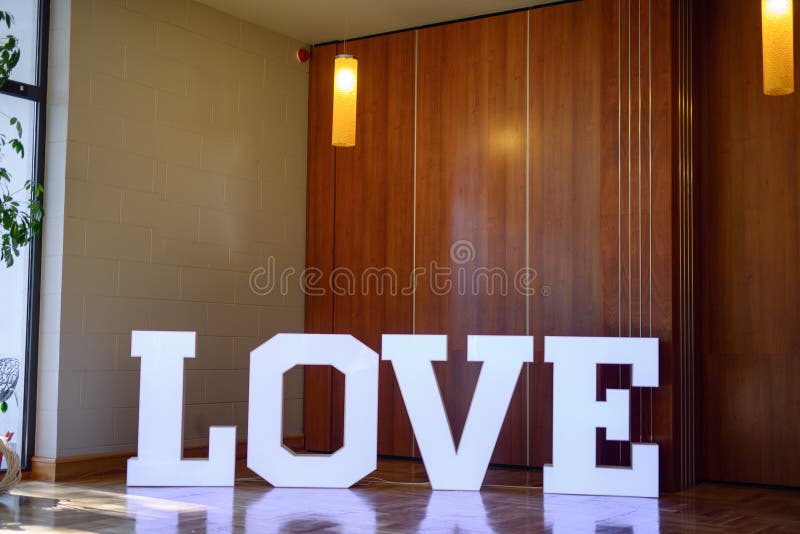 Illuminated Love Sign in Large Letters at a Wedding Reception Stock ...