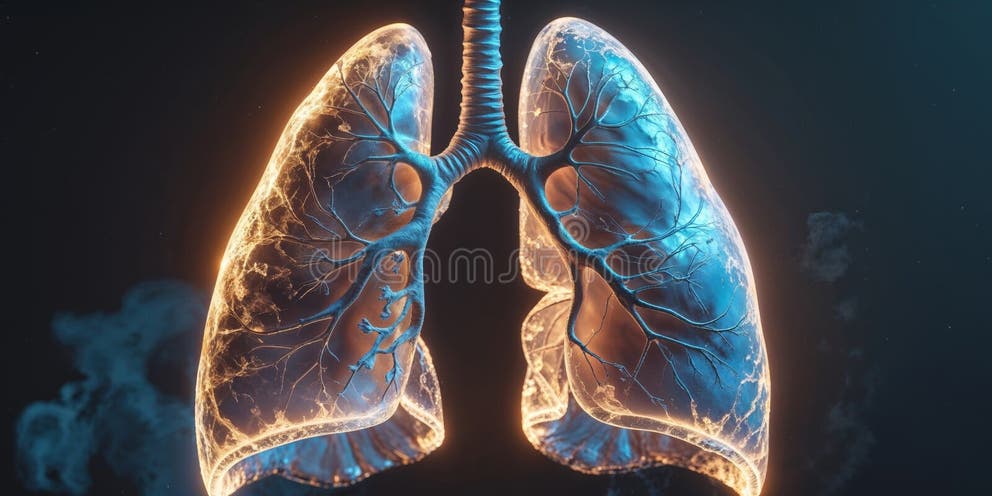 Illuminated Lungs Structure on Dark Background Stock Image - Image of ...