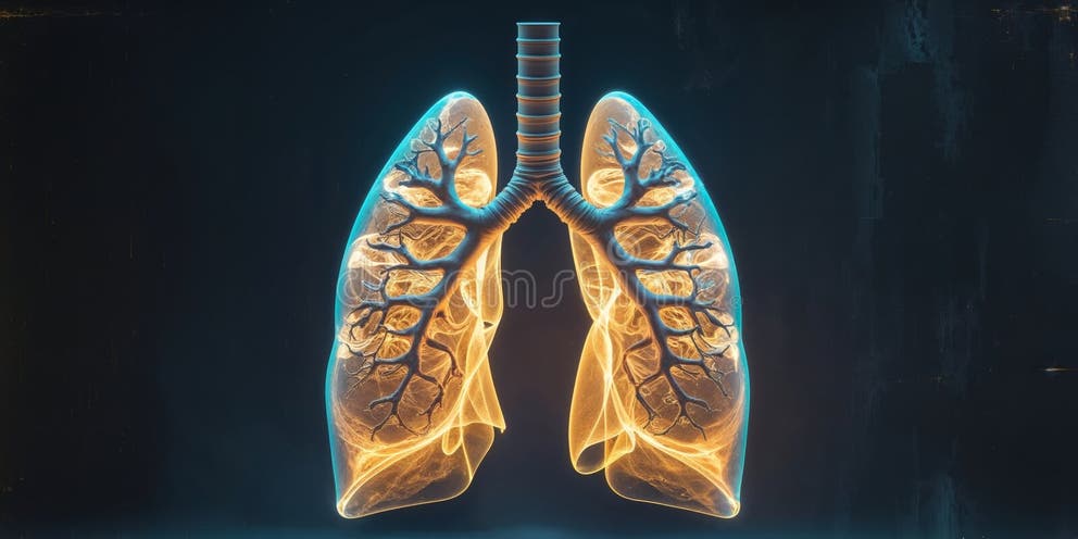 Illuminated Lungs Structure on Dark Background. Stock Image - Image of ...