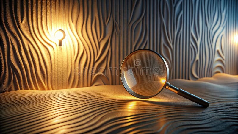 Illuminated Magnifying Glass on a Textured Surface, Seeking Insights ...