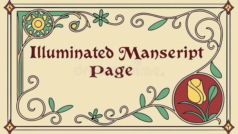 Illuminated Manuscript Page, Decorative Border and Vintage Text and ...