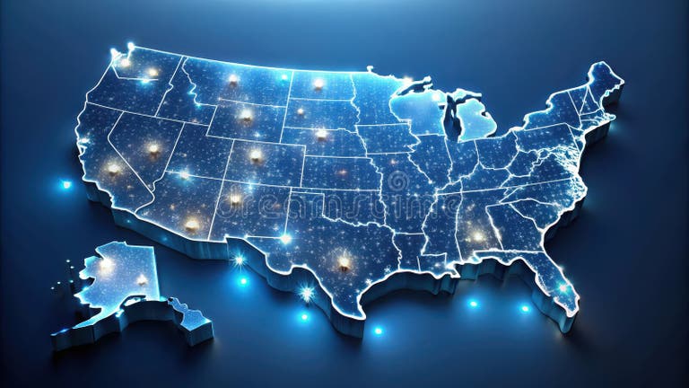 Illuminated Map of a Nation S Infrastructure and Development ...