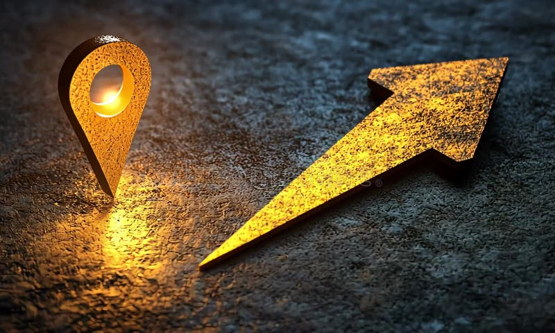 Illuminated Map Pointer and Upward Arrow Stock Footage - Video of ...