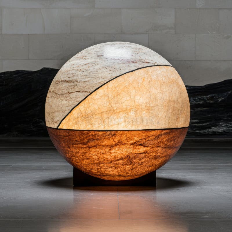 Illuminated Marble Sphere Sculpture Stock Illustration - Illustration ...