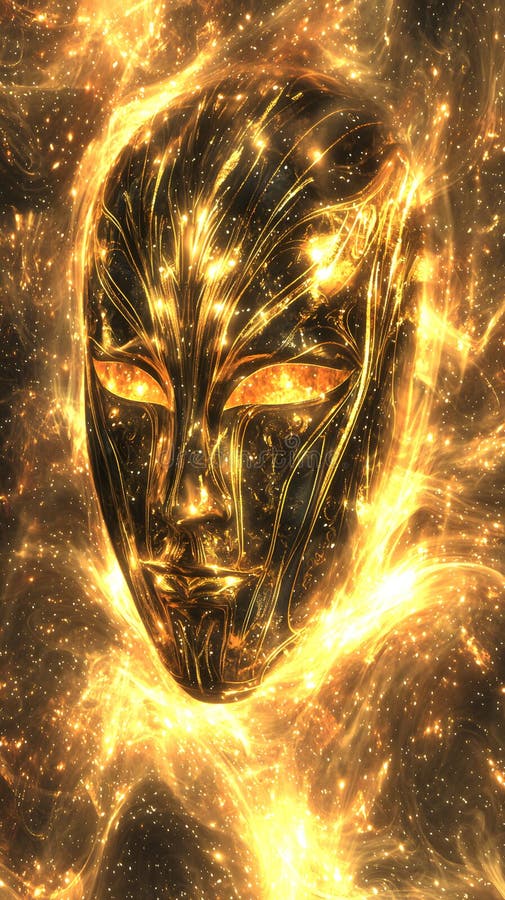 Illuminated Mask with Cosmic Patterns Stock Illustration - Illustration ...