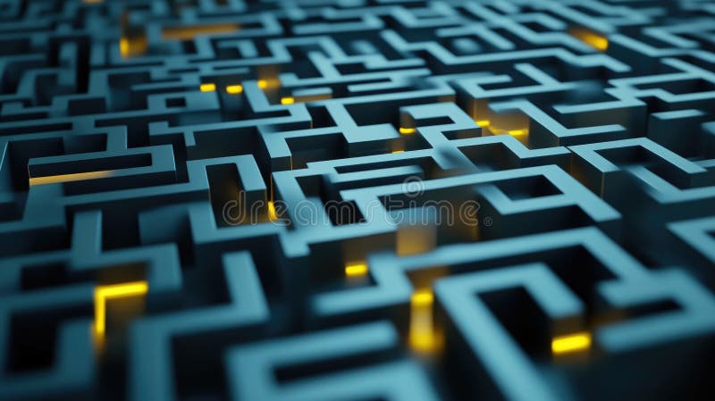 Illuminated Maze with Clear Route To the Core. Stock Illustration ...