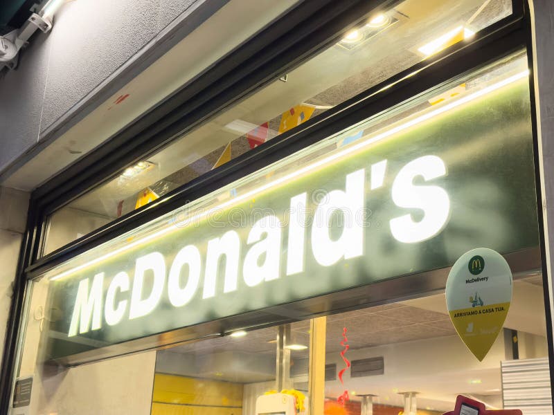 Illuminated Mcdonald S Sign at Night in Urban Setting Editorial Stock ...