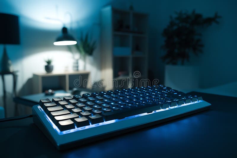 Illuminated Mechanical Keyboard Night Gaming Setup Blue Backlit Keys ...