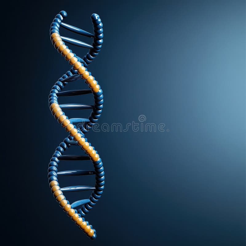 Illuminated Medical DNA Structure with Blue and Orange Elements Stock ...