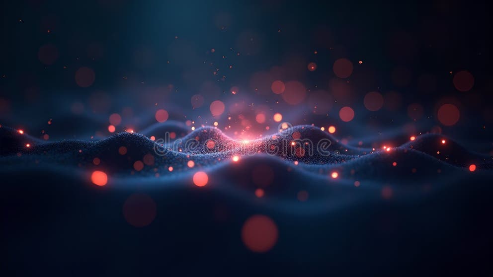 Illuminated Micro-Terrain with Glowing Orbs Effect Stock Illustration ...