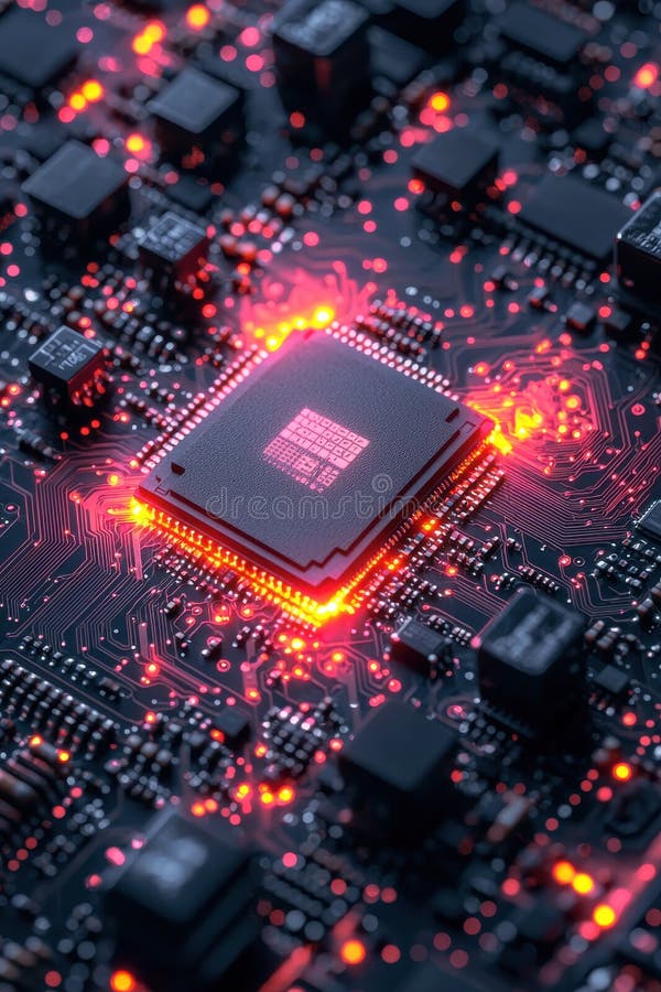 Illuminated Microchip with Vibrant Colors Reflecting Advanced ...