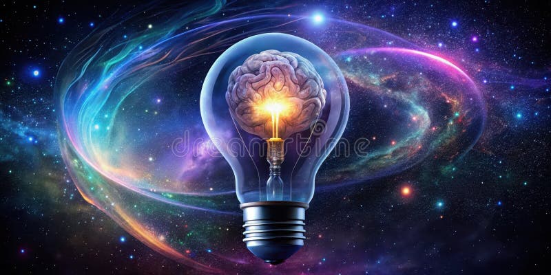 Illuminated Mind a Cosmic Brainpower Concept Featuring a Glowing Human ...