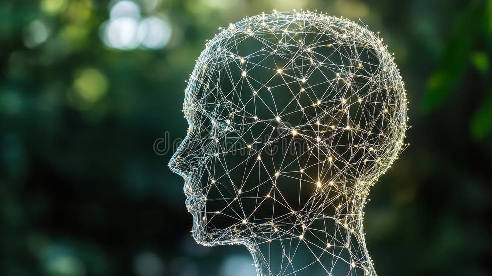 Illuminated Mind Network Head Profile, Abstract Art, Digital 3D Render ...