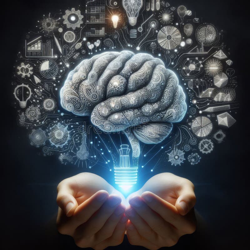 Illuminated Mind S Blueprint Stock Photo - Image of lightbulb, mental ...