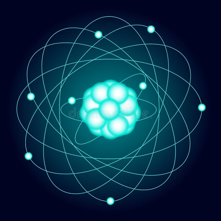Illuminated Model of an Oxygen Atom on a Dark Background. Vector Stock ...