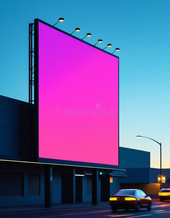 Illuminated Modern Billboard Glowing at Twilight in Urban Landscape ...