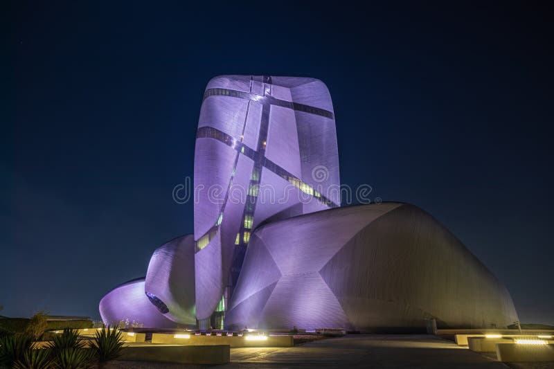 Illuminated Modern Building in the Center of Al Khobar, Saudi Arabia ...
