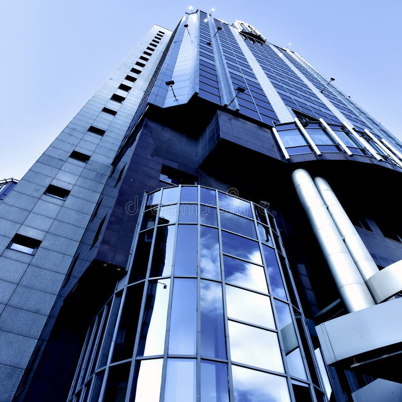 Illuminated Modern Building Skyscraper Stock Photo - Image of business ...