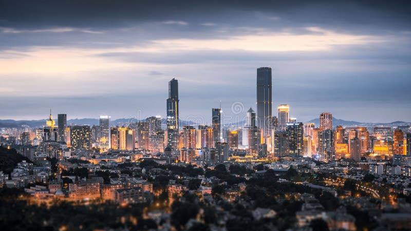 Illuminated Modern City at Night Editorial Stock Image - Image of city ...