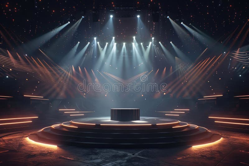 Illuminated Modern Concert Stage in Arena Stock Image - Image of ...