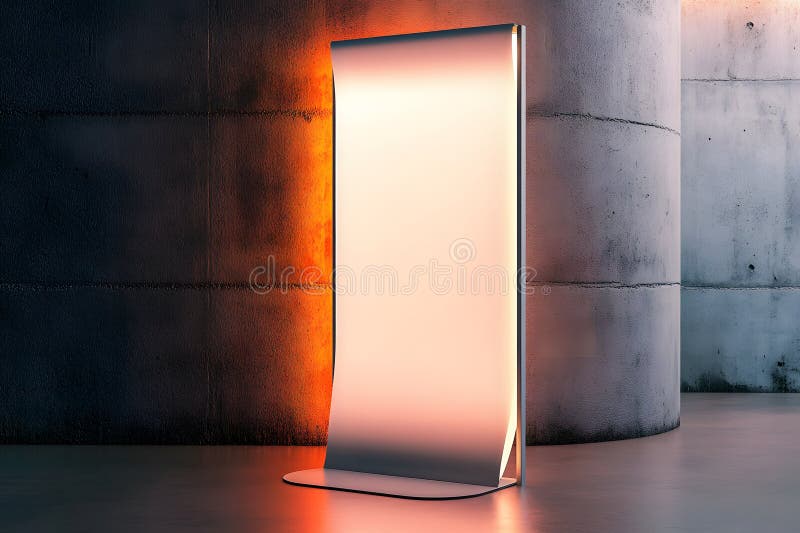 Illuminated Modern Interior with Stylish Display Panel and Concrete ...