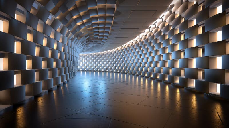 Illuminated Modular Wall in a Futuristic Corridor Stock Image - Image ...