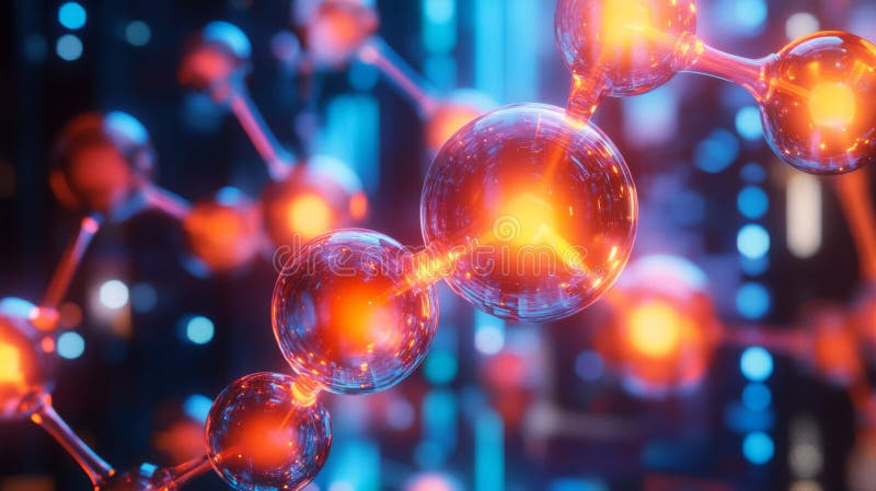 Illuminated Molecular Structure Abstract Art Stock Illustration ...