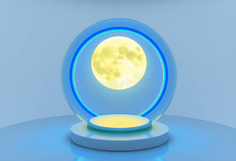 Illuminated Moon Display in Modern Design Stock Illustration ...