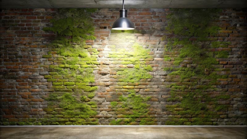 Illuminated Mossy Brick Wall Background a Rustic Setting. Generative AI ...